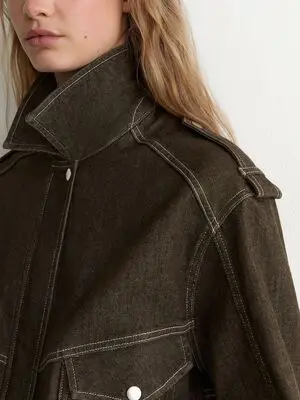REISS Relaxed Denim Bomber Jacket