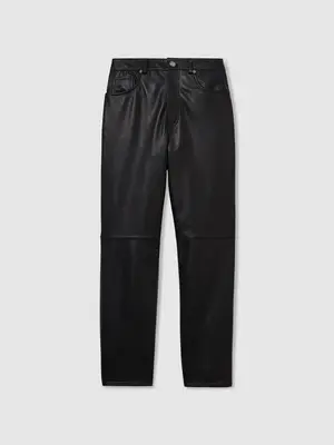 REISS Verona Petite Leather Slim-leg Trousers - Black