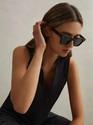 REISS Mira V-neck Shell Top, S Black