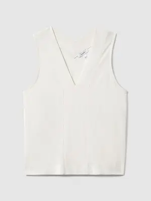 REISS Mira V-neck Shell Top - Cream