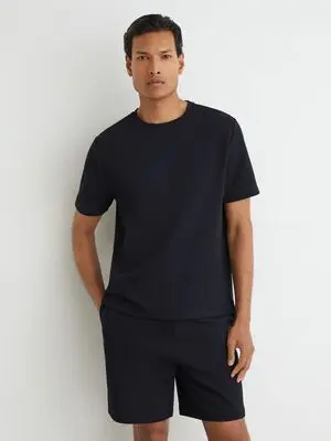 REISS Textured Modern-fit Crew-neck T-shirt - Navy