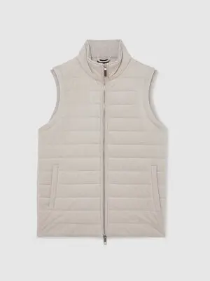 REISS Funnel-neck Quilted Gilet