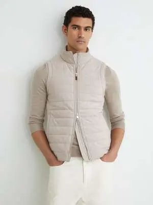 REISS Funnel-neck Quilted Gilet