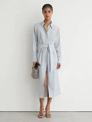 REISS Blend Tie-waist Shirt Dress