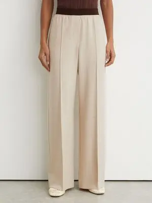 REISS Wide-leg Elasticated-waist Trousers - Neutral