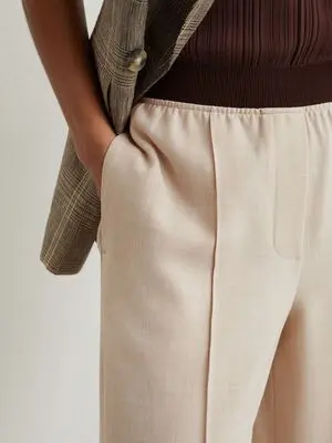 REISS Wide-leg Elasticated-waist Trousers - Neutral