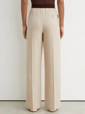 REISS Wide-leg Elasticated-waist Trousers - Neutral