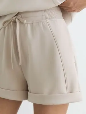 REISS Premium Interlock Drawstring Shorts - Neutral
