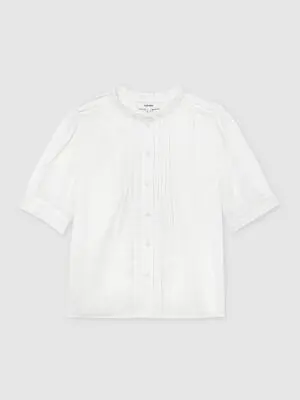 REISS Cotton Cheesecloth Pleated Top