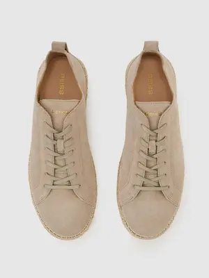 REISS Suede Espadrille Lace-up Trainers - Stone