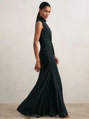 REISS Ruched Sleeveless Maxi Dress - Teal