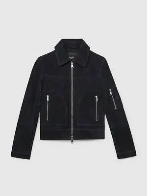 REISS Suede Zip-through Jacket