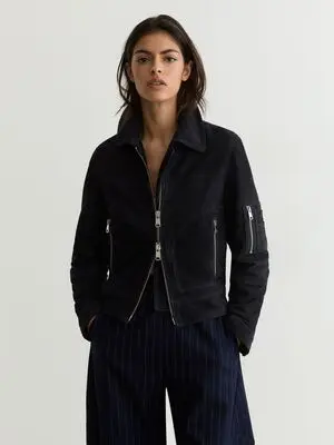 REISS Suede Zip-through Jacket