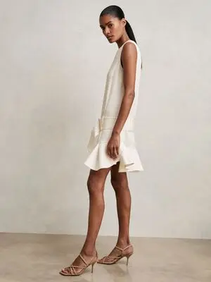 REISS Ruffled Belted Mini Dress