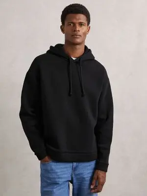 REISS Cotton-blend Fleece-back Hoodie - Black