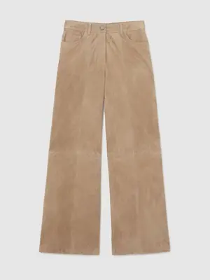 REISS Petite Suede Wide-leg Trousers