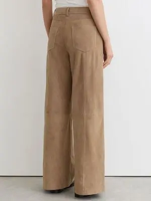 REISS Petite Suede Wide-leg Trousers