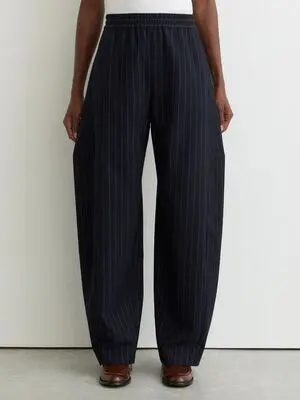 REISS Barrel-leg Pinstripe Trousers - Navy