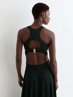 REISS Cut-out Racerback Maxi Dress - Green