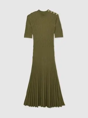 REISS Harriet Button-detail Knitted Midi Dress