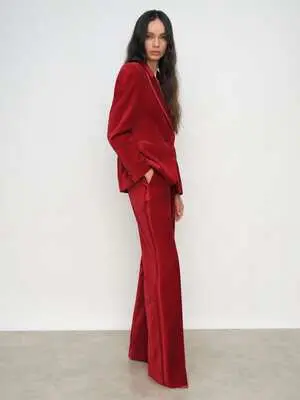 REISS Velvet Tuxedo-stripe Flared Trousers - Red