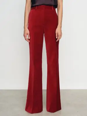 REISS Velvet Tuxedo-stripe Flared Trousers - Red