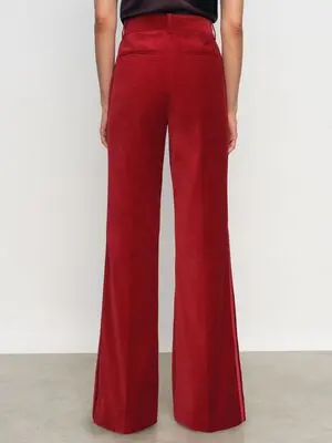 REISS Velvet Tuxedo-stripe Flared Trousers - Red