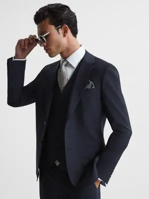 REISS Modern Fit Travel Blazer - Navy
