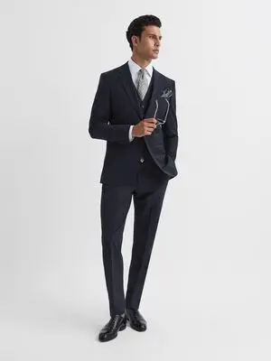 REISS Modern Fit Travel Blazer - Navy