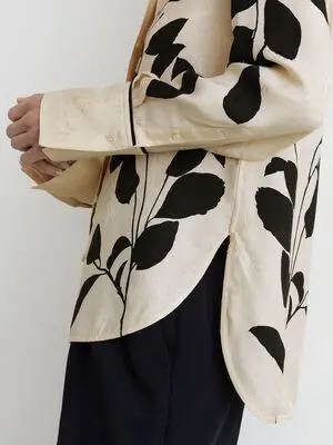REISS Leaf-print Jacquard Long-sleeve Shirt