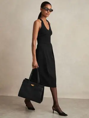 REISS Petite Tailored Midi Suit Skirt - Black
