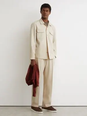 REISS Relaxed-fit Belted Pintuck Trousers - Stone