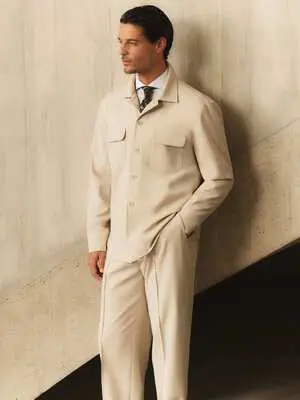 REISS Relaxed-fit Belted Pintuck Trousers - Stone