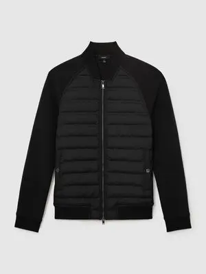 REISS Quilted Hybrid Bomber Jacket