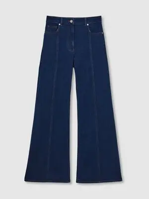 REISS Flared Seam-detail Jeans - Blue