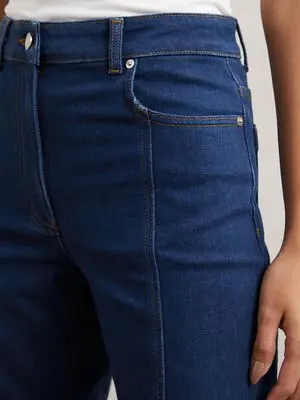 REISS Flared Seam-detail Jeans - Blue