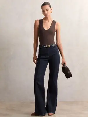 REISS Flared Seam-detail Jeans - Indigo