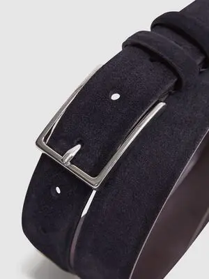 REISS Dante Suede Belt Leather Plain - Navy