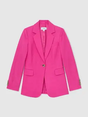 REISS Petite Single-breasted Suit Blazer With Linen