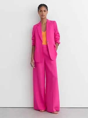 REISS Petite Single-breasted Suit Blazer With Linen - Pink