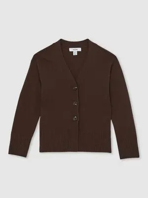 REISS 4-9 Yrs Wool-blend Fitted Cardigan With Cashmere