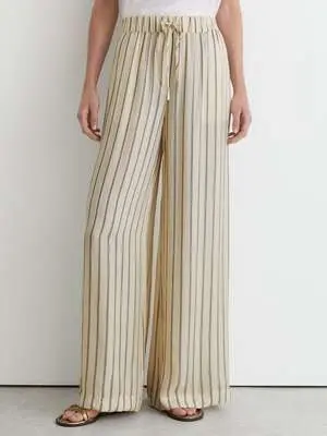 REISS Lyocell Striped Wide-leg Trousers