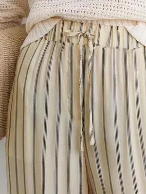 REISS Lyocell Striped Wide-leg Trousers