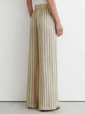 REISS Lyocell Striped Wide-leg Trousers