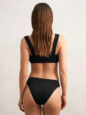 REISS Ribbed Lace-up Bikini Top