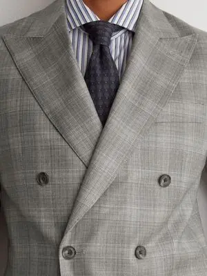 REISS Wool Check Double-breasted Suit Blazer Classic-fit