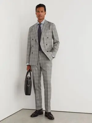 REISS Wool Check Double-breasted Suit Blazer Classic-fit