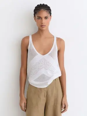 REISS Open-stitch Knitted Vest