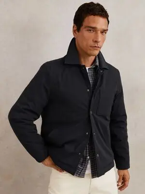 REISS Lightly-padded Patch-pocket Overshirt - Navy