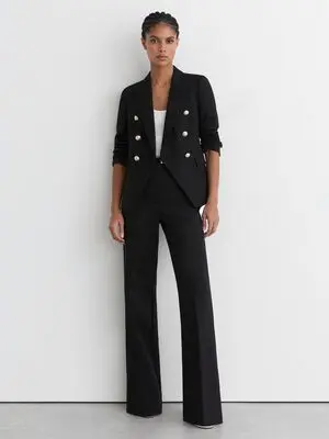 REISS Tailored Fit Textured Double Breasted Blazer - Black